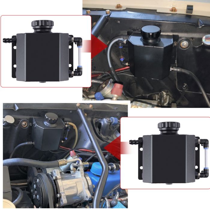 Koolertron Universal Coolant Overflow Tank Coolant Radiator Tank 1L Aluminum Expansion Catch Can Universal Radiator Reservoir CE AUTM06 BKA