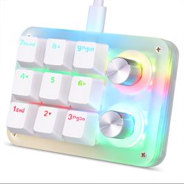 Koolertron One-handed Macro Mechanical Keyboard, LED Backlit Portable 9 ...